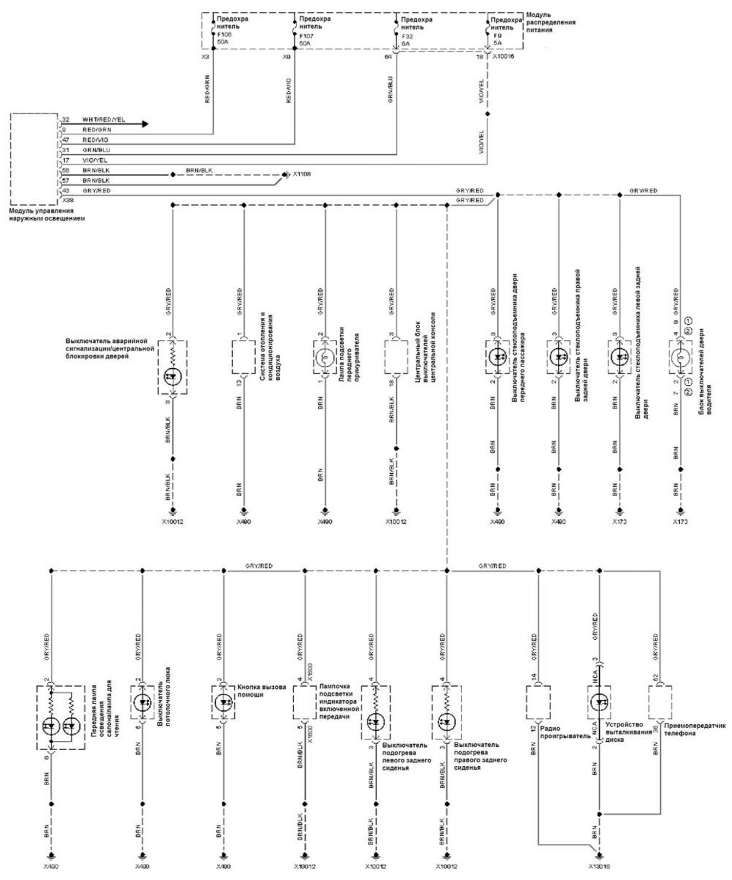 Instrument panel lighting lamps (BMW X3 E83 2003-2010: Electrical ...